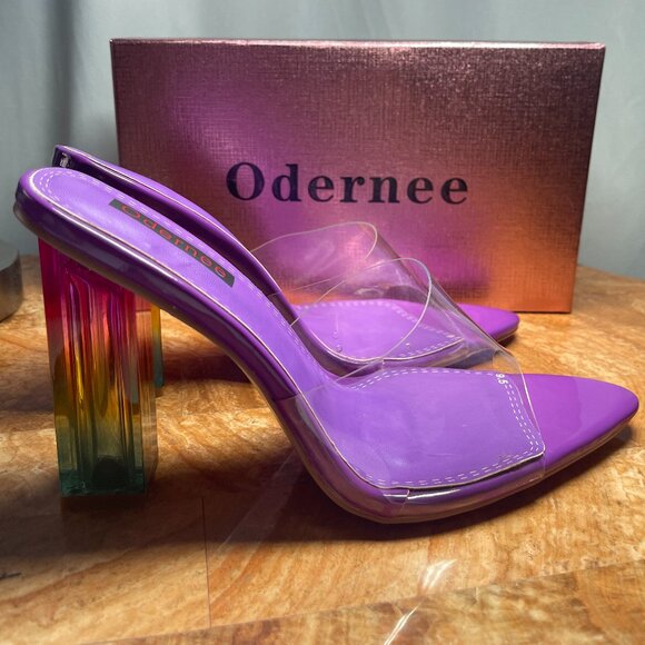 ODERNEE | Shoes | Nib Clear Heels Transparent Peep Toe Mules Backless 4 ...
